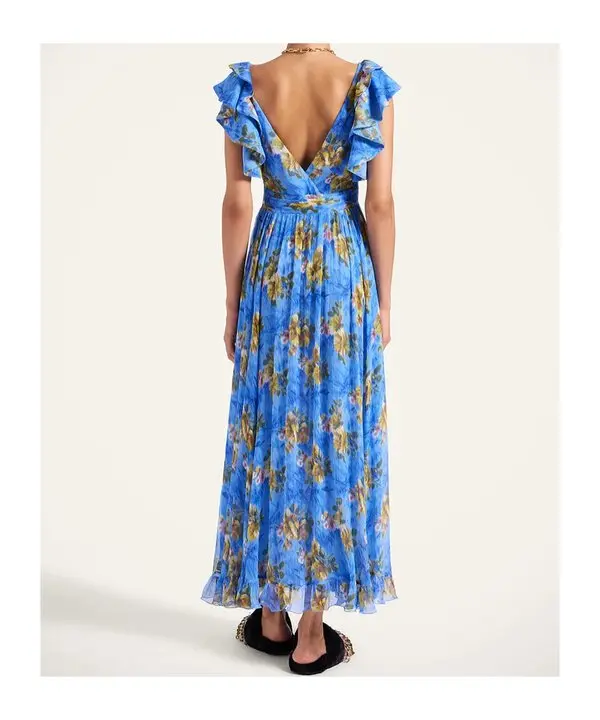 La DoubleJ Ruffled Floral-print Maxi Dress - Blue