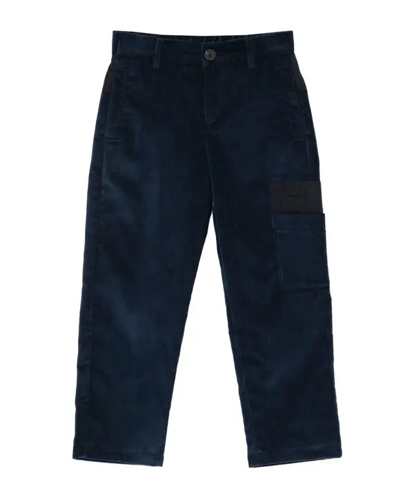 Fendi Logo-embroidered Corduroy Trousers - Black