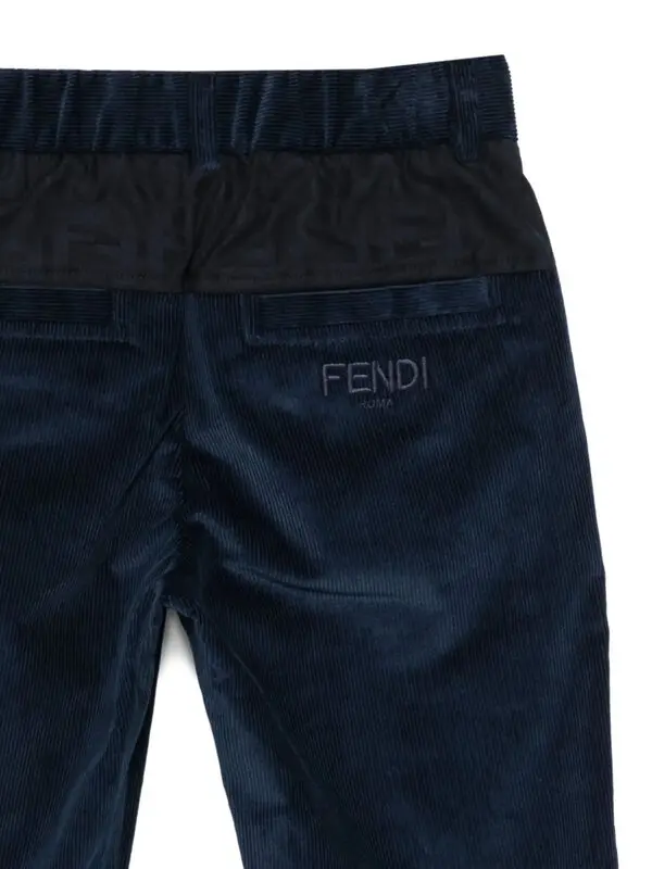 Fendi Logo Embroidered Corduroy Trousers