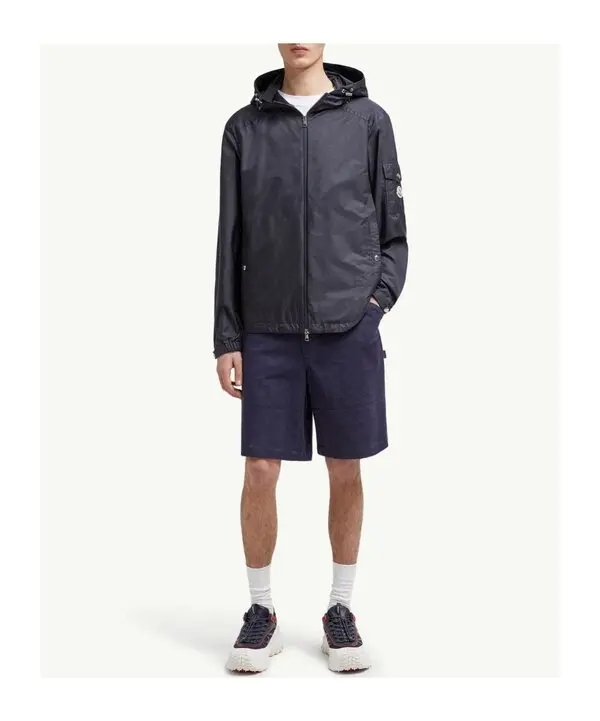 Moncler Etiache Hooded Zip-up Rain Jacket - Navy Blue