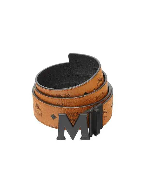 Mcm Logo Double-sided Belt - Black