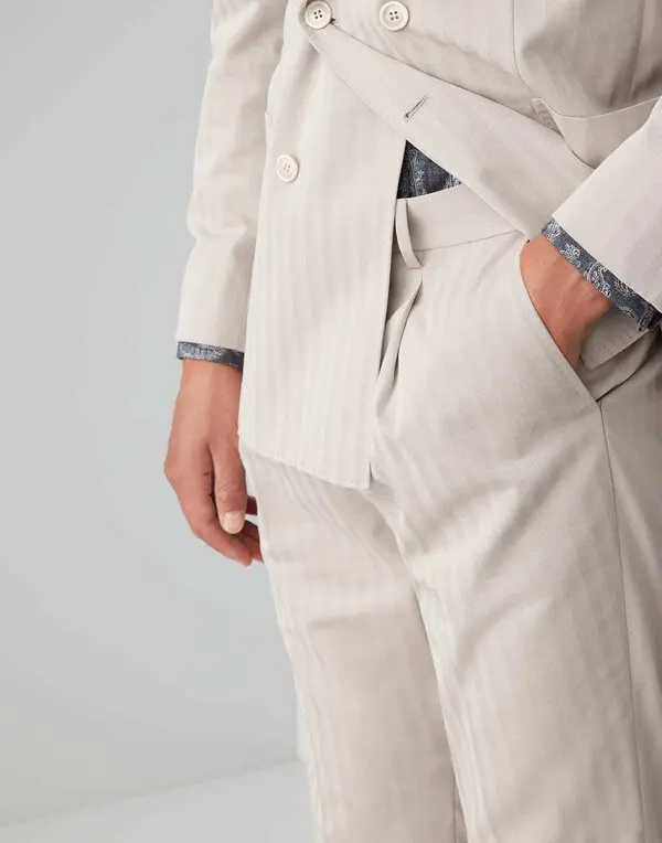 Brunello Cucinelli Tailored Pleated Trousers With American Pockets - White