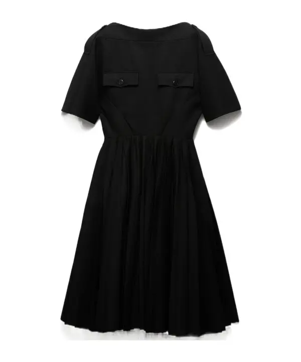 Prada Short-sleeved Boat Neck Midi Dress - Black