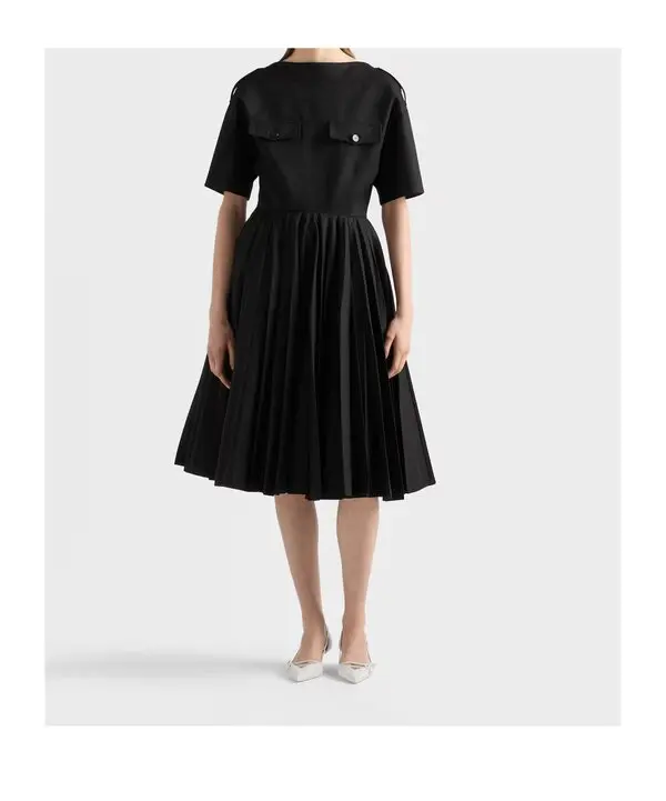 Prada Short-sleeved Boat Neck Midi Dress
