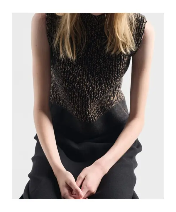 Prada Panelled Sleeveless Ribbed Knit Dress