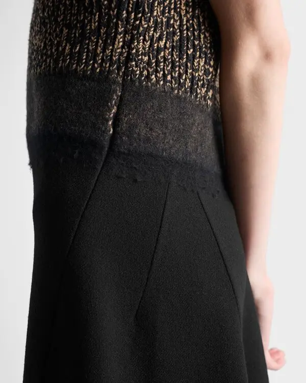 Prada Panelled Sleeveless Ribbed Knit Dress
