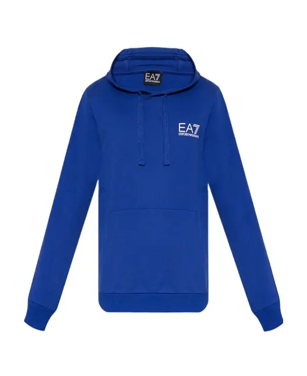 EA7 Logo Print Cotton Hoodie