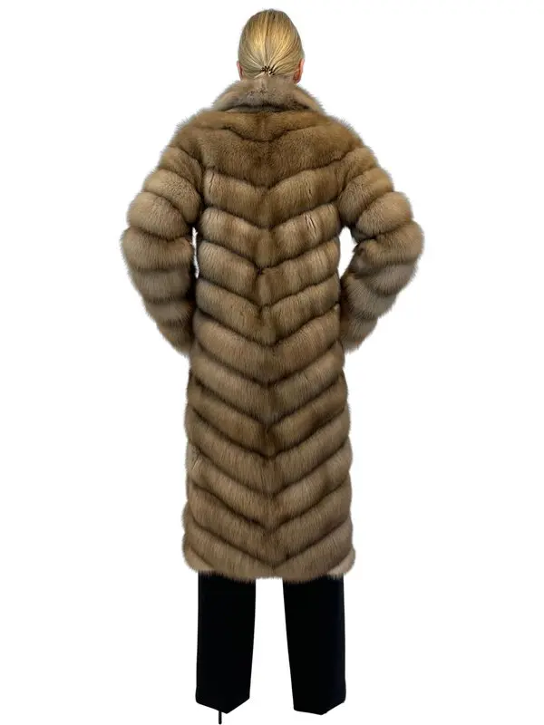 LISKA Long-sleeved Fur Coat - Brown