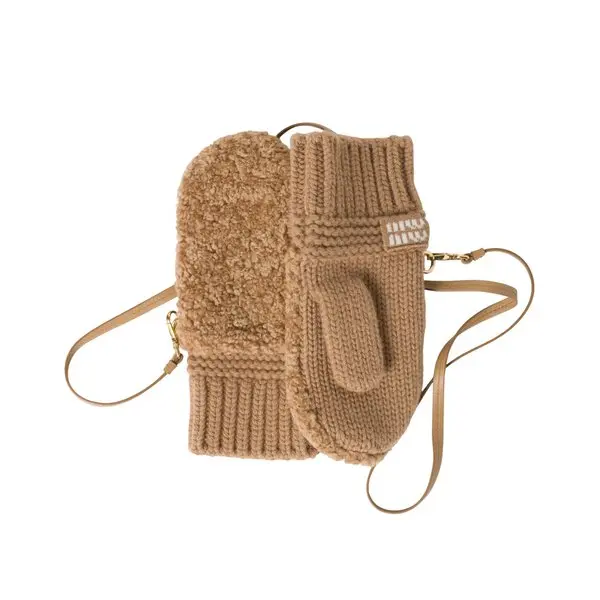 Miu Miu Knitted Blend Gloves - Camel Brown