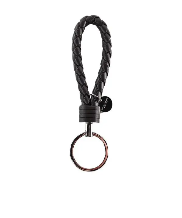 Bottega Veneta Intrecciato Woven Charm Keychain - Black