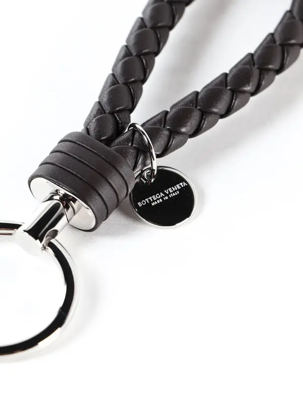 Bottega Veneta Intrecciato Woven Charm Keychain - Black