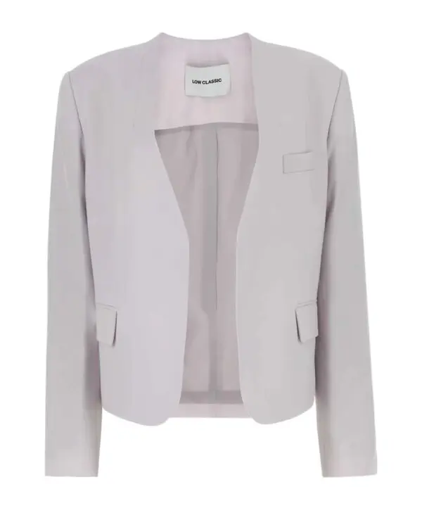 LOW CLASSIC Single-breasted Collarless Tailored Blazer - Gray