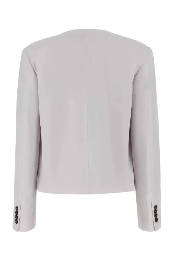 LOW CLASSIC Single-breasted Collarless Tailored Blazer - Gray
