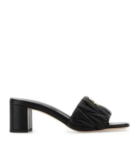 Miu Miu Quilted Slip-on Sandals With Gold-tone Logo