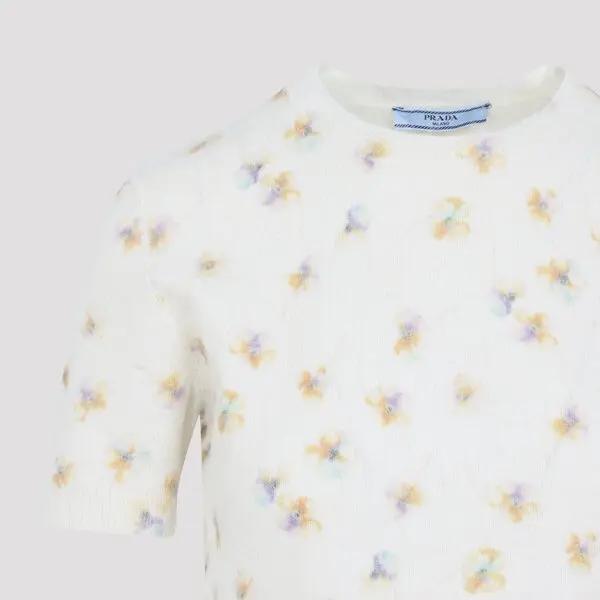 Prada Floral Print Wool Crew-neck Sweater