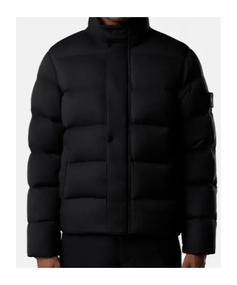 Stone Island Logo Patch Padded Down Jacket - Black