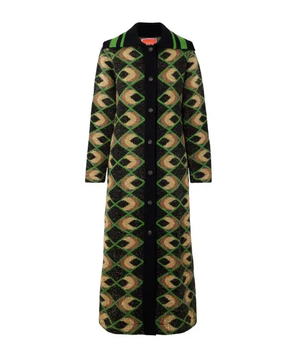 La DoubleJ Geometric Pattern Long Sleeve Coat