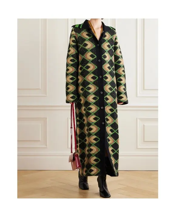 La DoubleJ Geometric Pattern Long Sleeve Coat