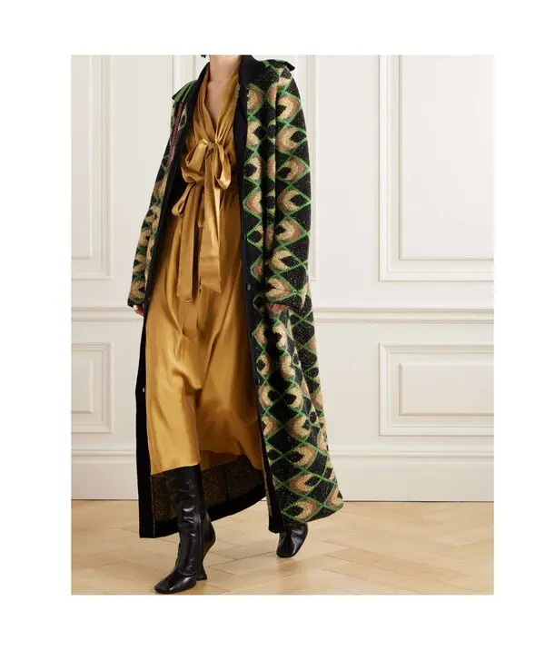 La DoubleJ Geometric Pattern Long Sleeve Coat