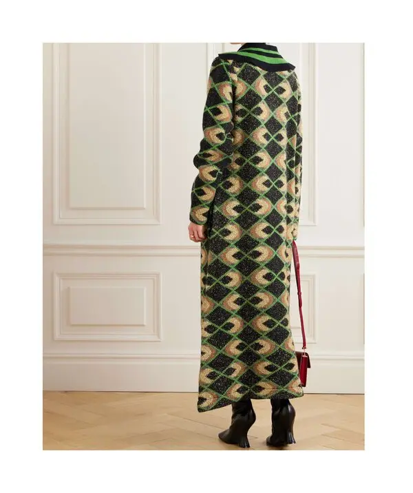La DoubleJ Geometric Pattern Long Sleeve Coat