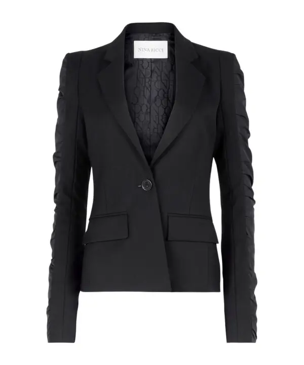 Nina Ricci Long-sleeved Pleated Suit Jacket