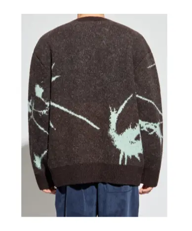 Dries Van Noten Long Sleeve Sweater With Graphic Print - Black