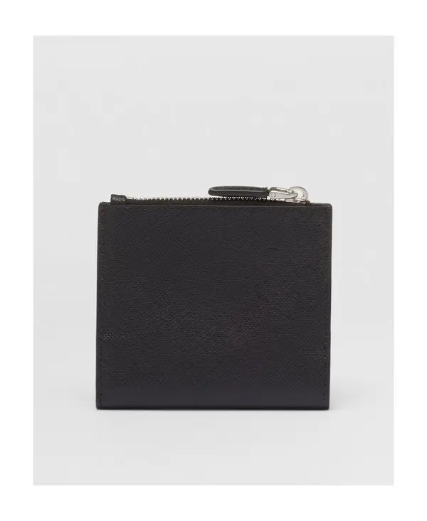 Prada Logo Plaque Bi-fold Wallet - Black
