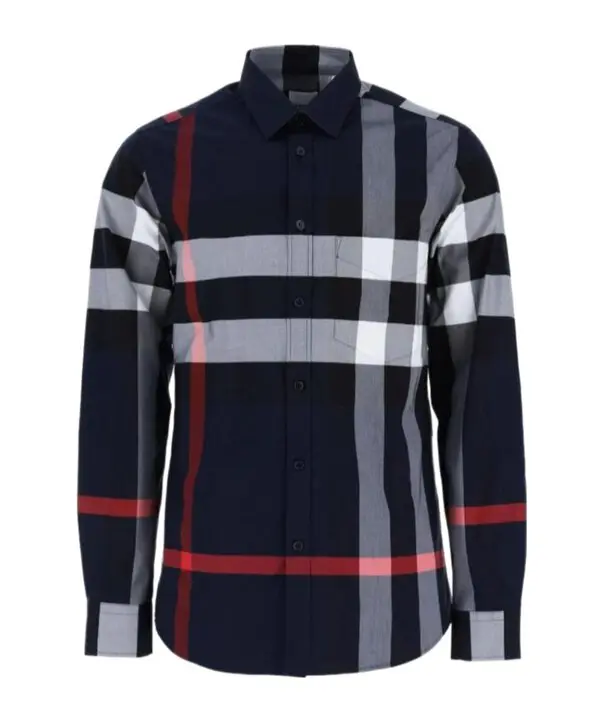Burberry Checked Stretched Poplin Shirt