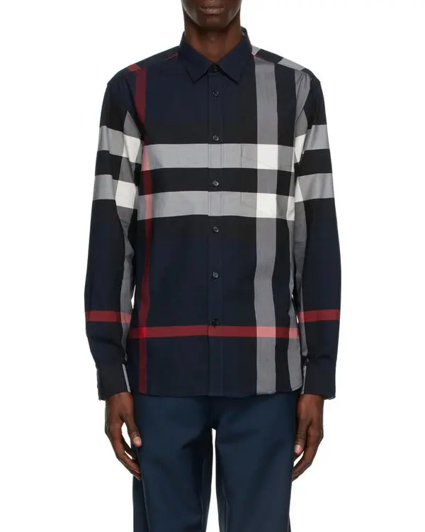 Burberry Checked Stretched Poplin Shirt
