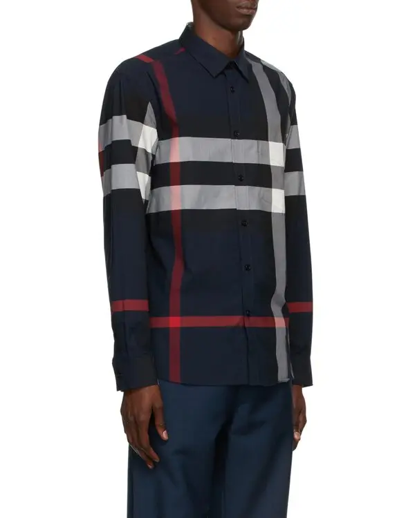 Burberry Checked Stretched Poplin Shirt