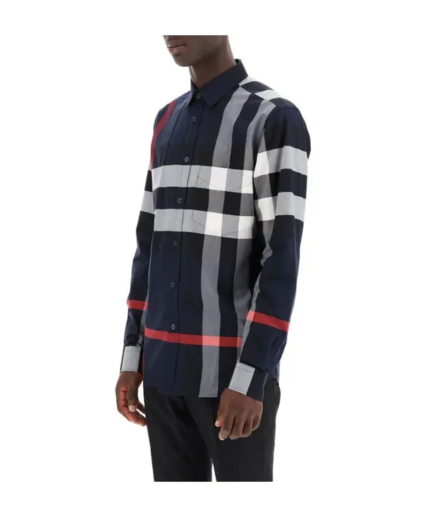 Burberry Checked Stretched Poplin Shirt