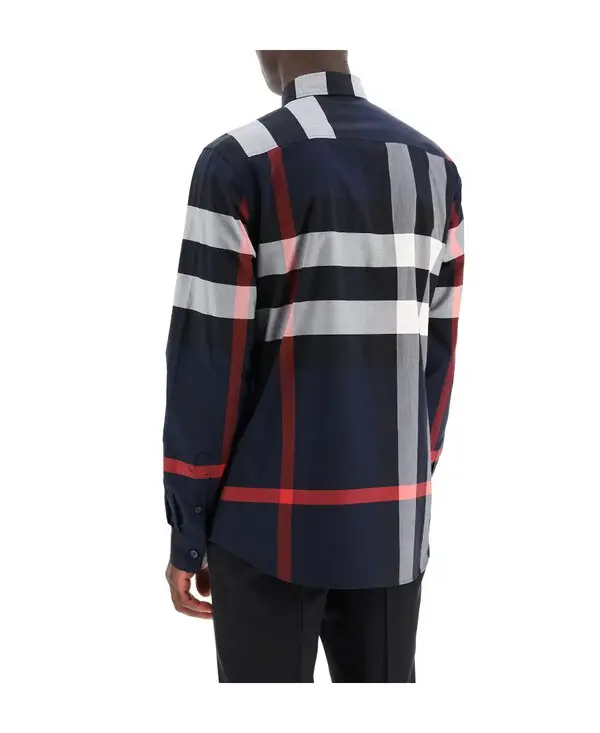Burberry Checked Stretched Poplin Shirt
