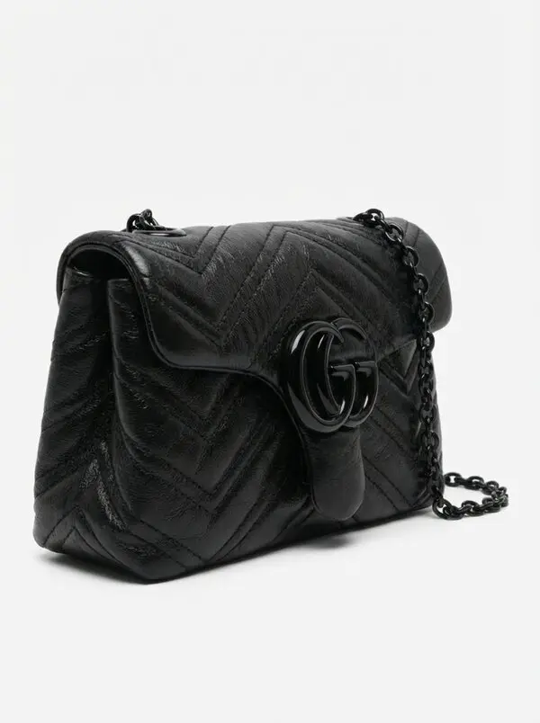 Gucci Matelassé Chevron Nappa Leather Shoulder Bag - Black