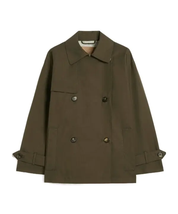 Max Mara Logo-patch Double-breasted Coat - Green