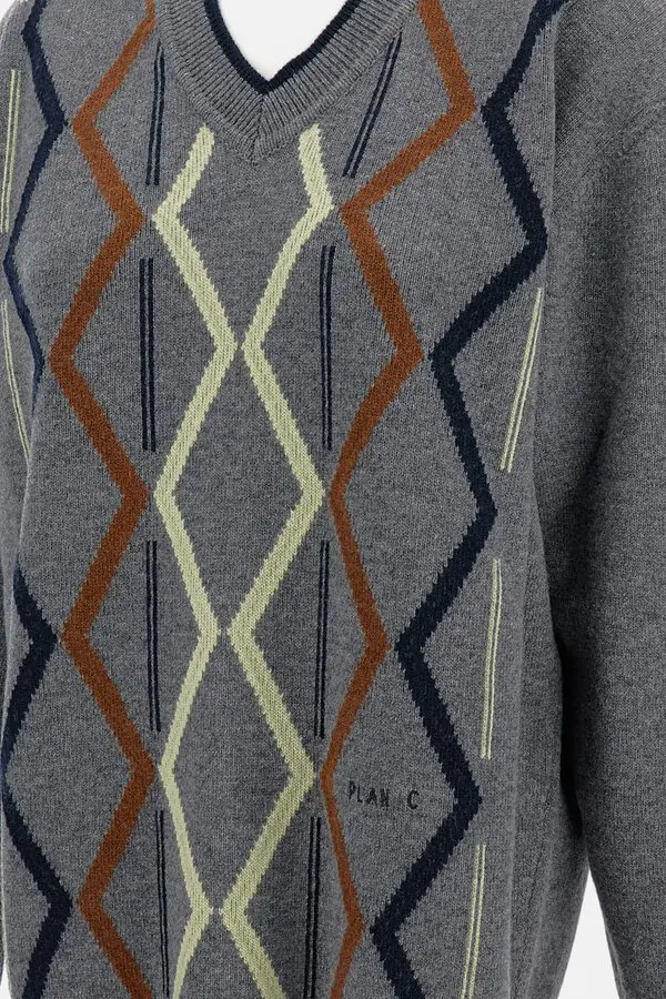 Plan C Argyle V-neck Knitwear