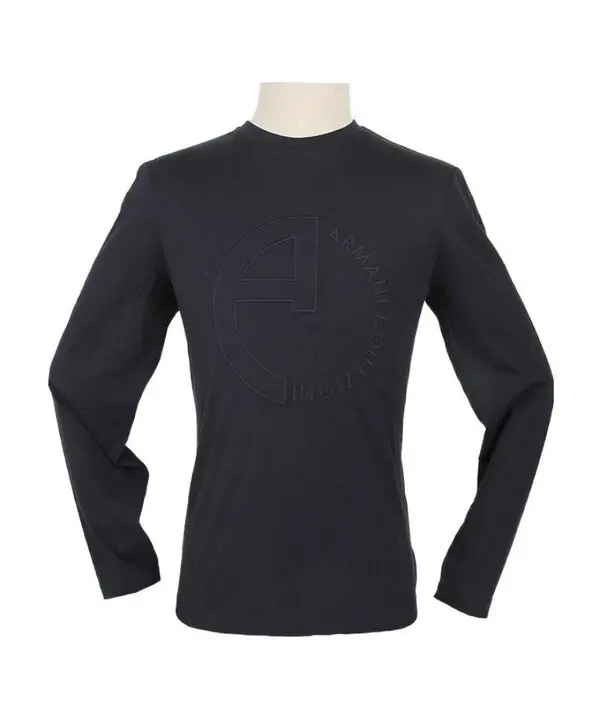 Emporio Armani Long-sleeved T-shirt With Navy Blue Round Neck