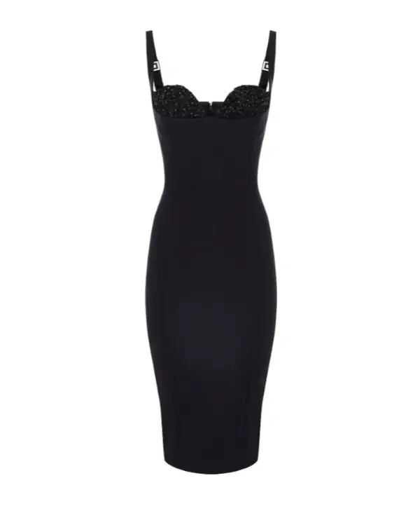 Elisabetta Franchi Embellished Lightweight Crepe Dress