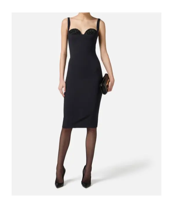 Elisabetta Franchi Embellished Lightweight Crepe Dress