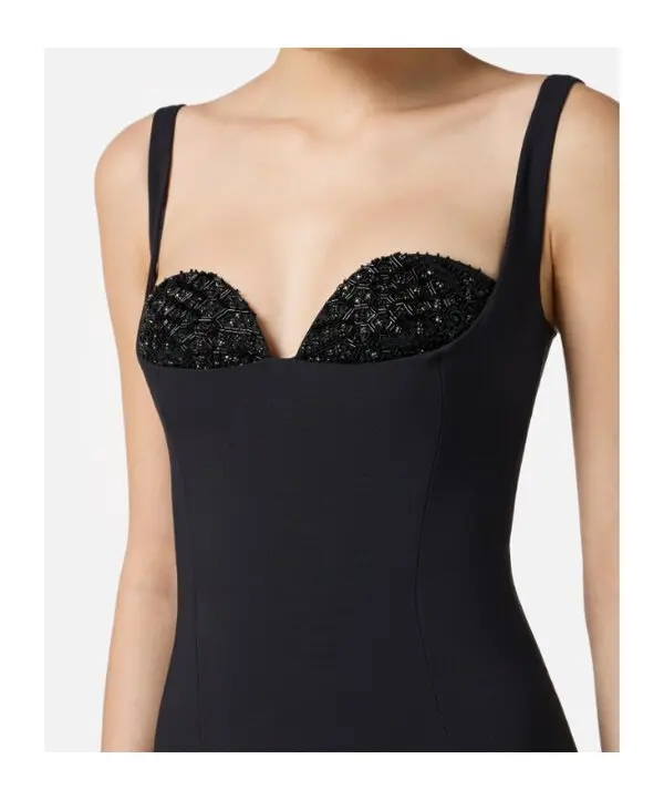 Elisabetta Franchi Embellished Lightweight Crepe Dress