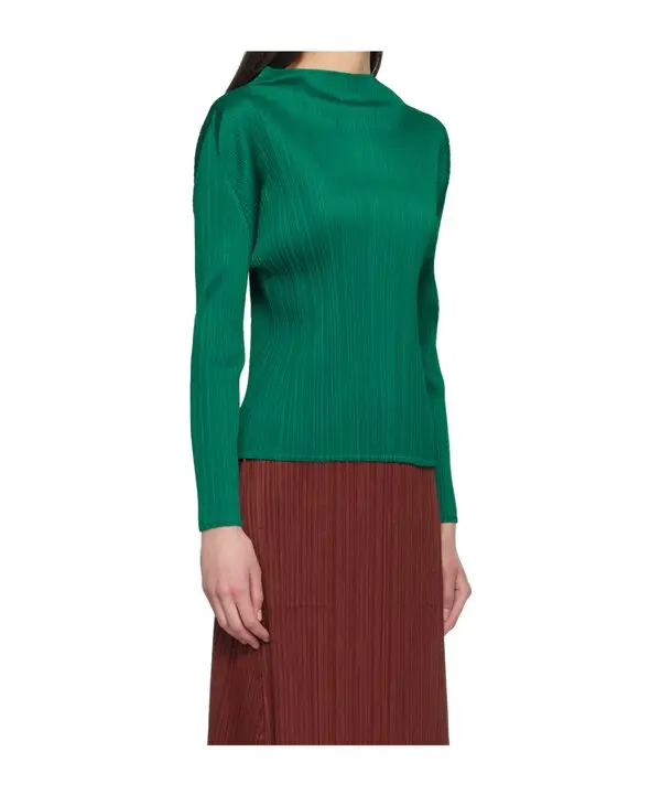 PLEATS PLEASE BY ISSEY MIYAKE High Neck Batwing Sleeve Top