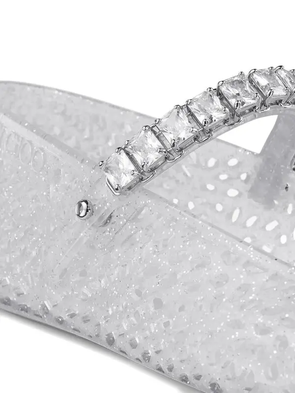 JIMMY CHOO Embellished Jelly Ballerina Flats - White