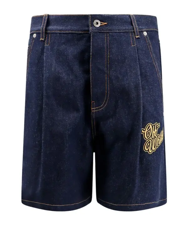 Off-White Logo Patch Denim Shorts - Black