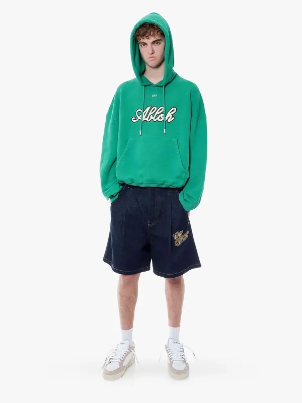 Off-White Logo Patch Denim Shorts - Black