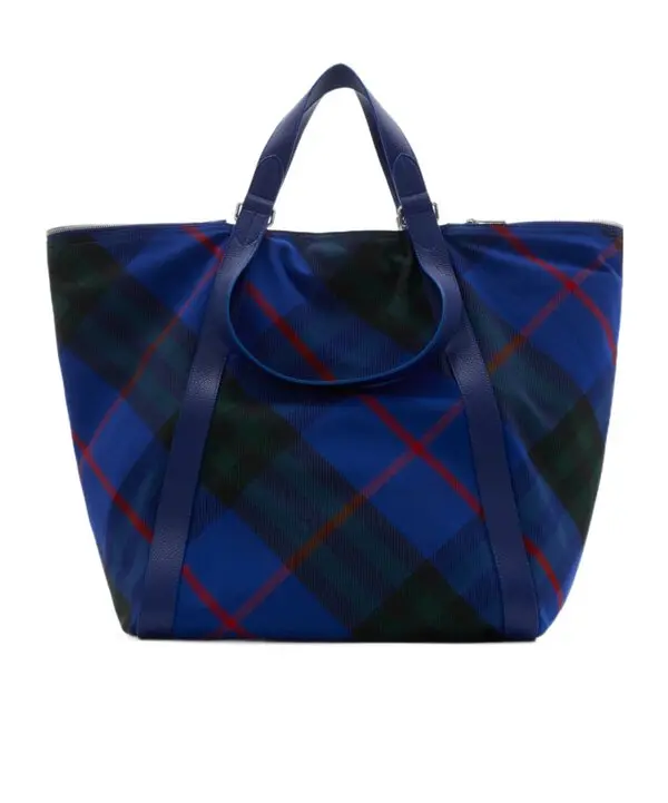 Burberry Festival Checked Tote Bag - Blue