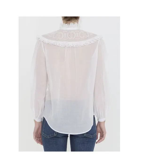 Celine Embroidered Romy Shirt In Cotton Muslin