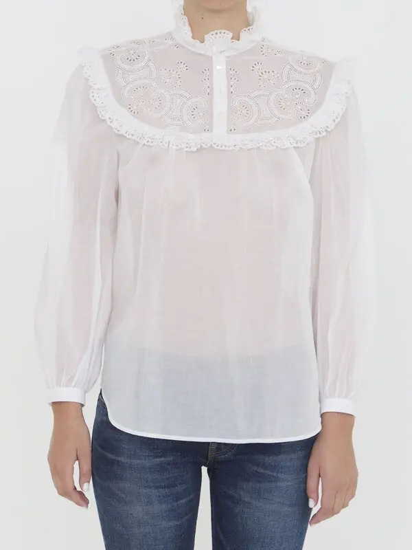 Celine Embroidered Romy Shirt In Cotton Muslin
