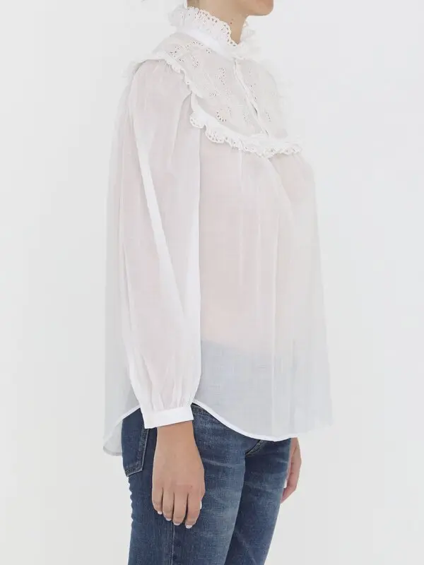 Celine Embroidered Romy Shirt In Cotton Muslin