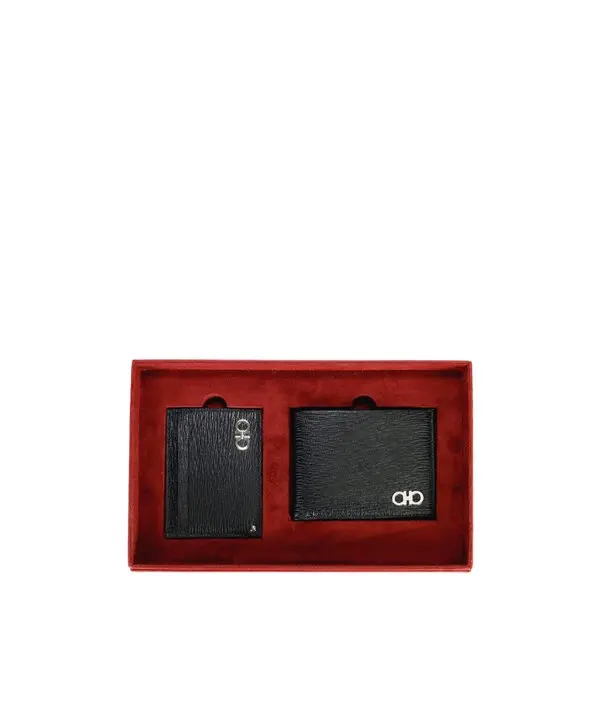 FERRAGAMO Contrasting Logo Wallet Two-piece Set - Red