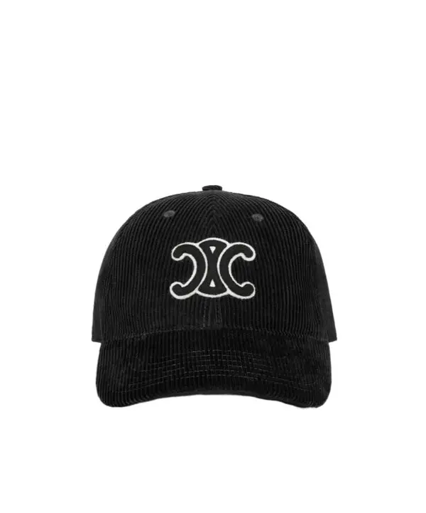 Celine Triomphe Corduroy Baseball Cap - Black