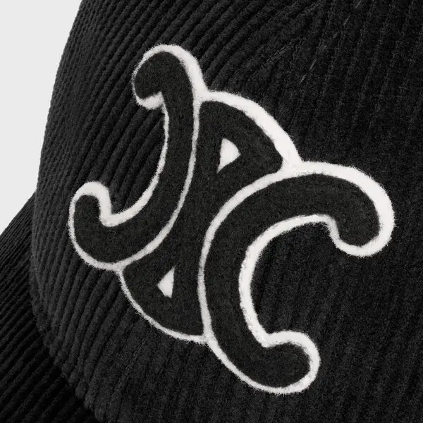 Celine Triomphe Corduroy Baseball Cap - Black